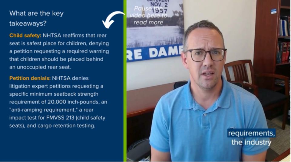 One Minute Matters [Video]: Is NHTSA About to Update Seatback Standards ...